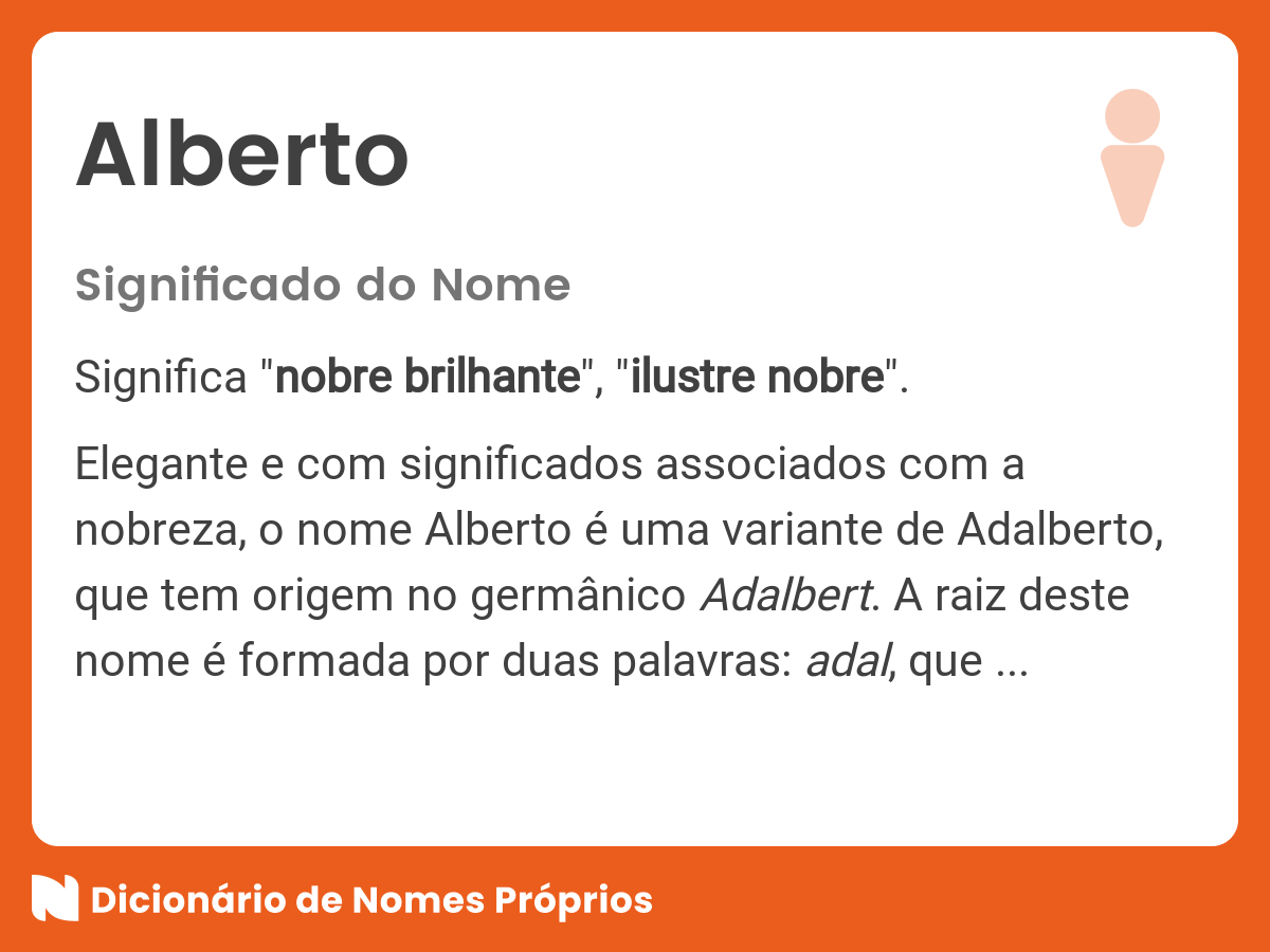 Significado do nome Alberto - Dicionário de Nomes Próprios