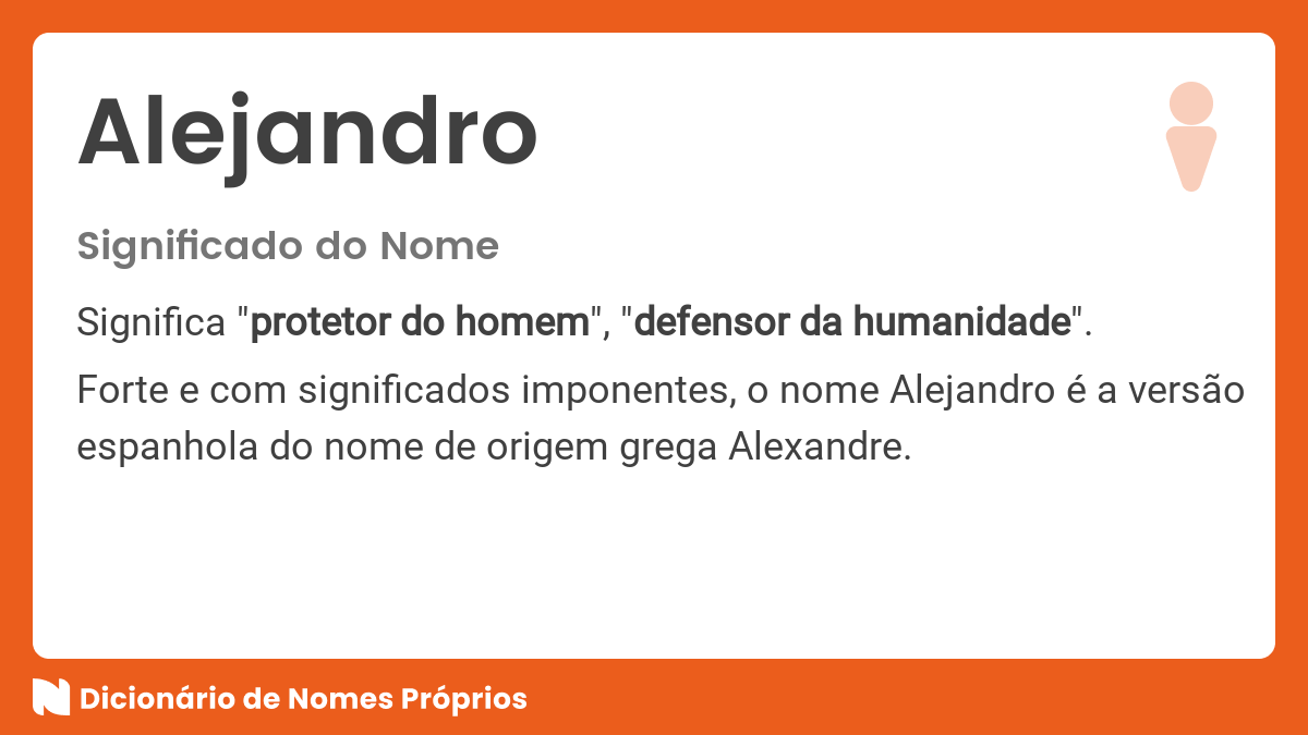 Significado do nome Alejandro - Dicionário de Nomes Próprios