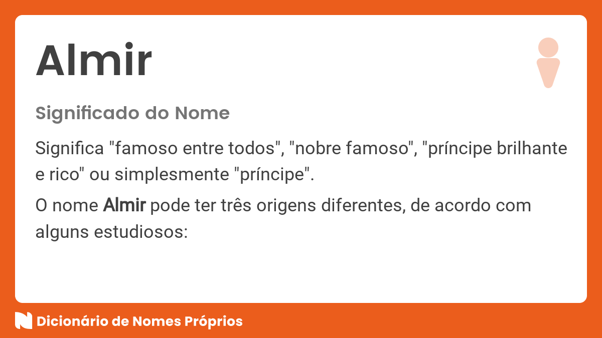 Significado do nome Almir - Dicionário de Nomes Próprios