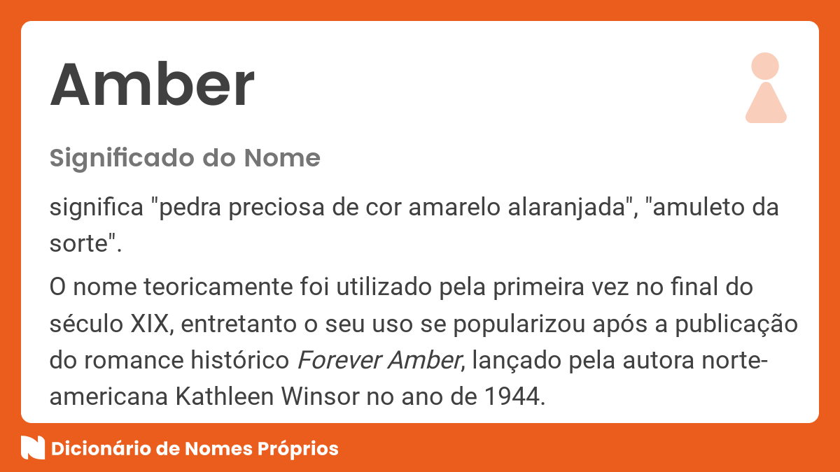 Significado do nome Amber - Dicionário de Nomes Próprios