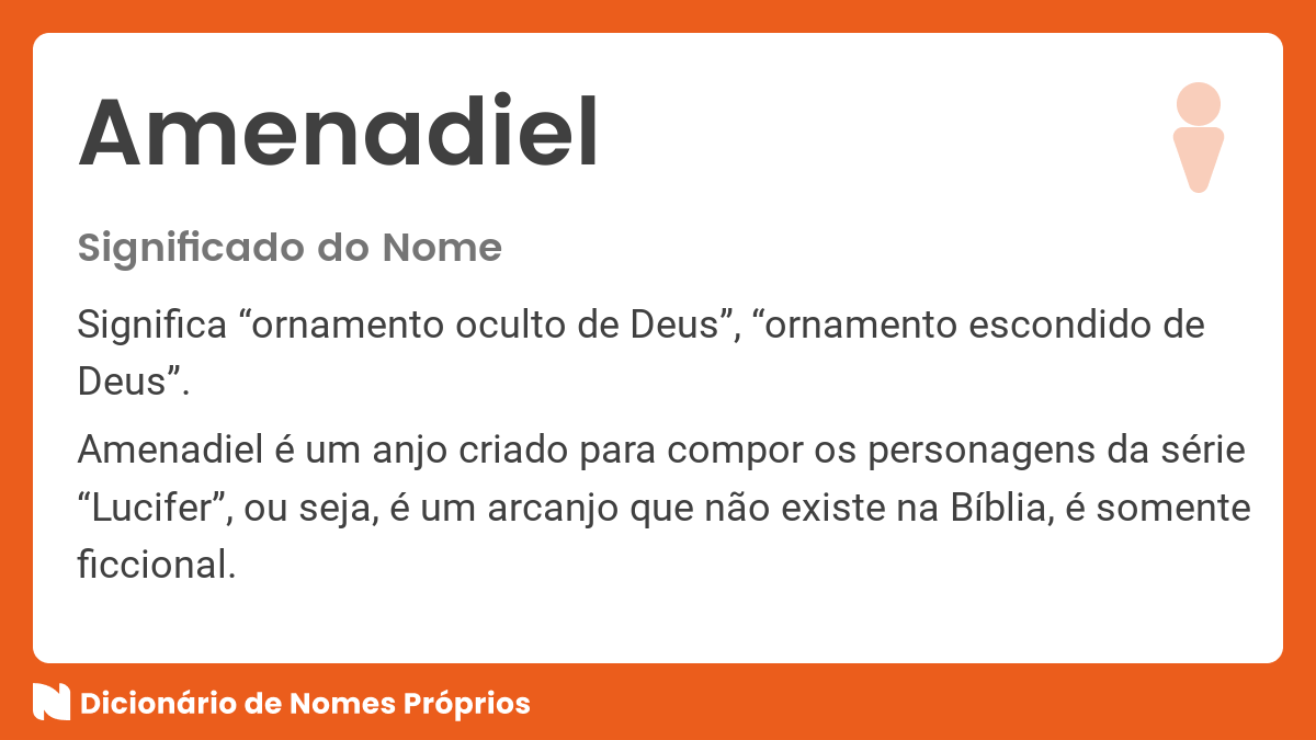 Significado do nome Amenadiel - Dicionário de Nomes Próprios