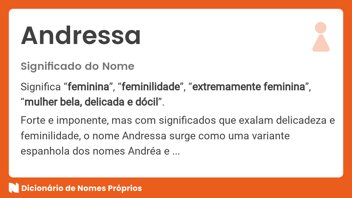 Significado do nome Andressa - Dicionário de Nomes Próprios