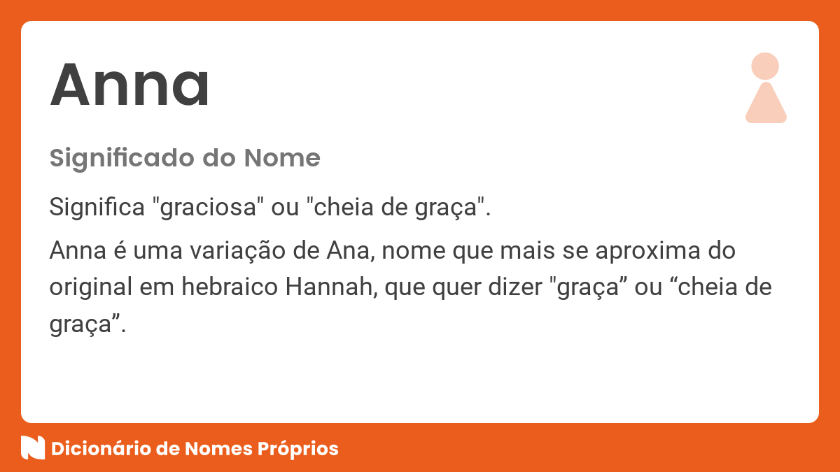 Significado do nome Anna - Dicionário de Nomes Próprios