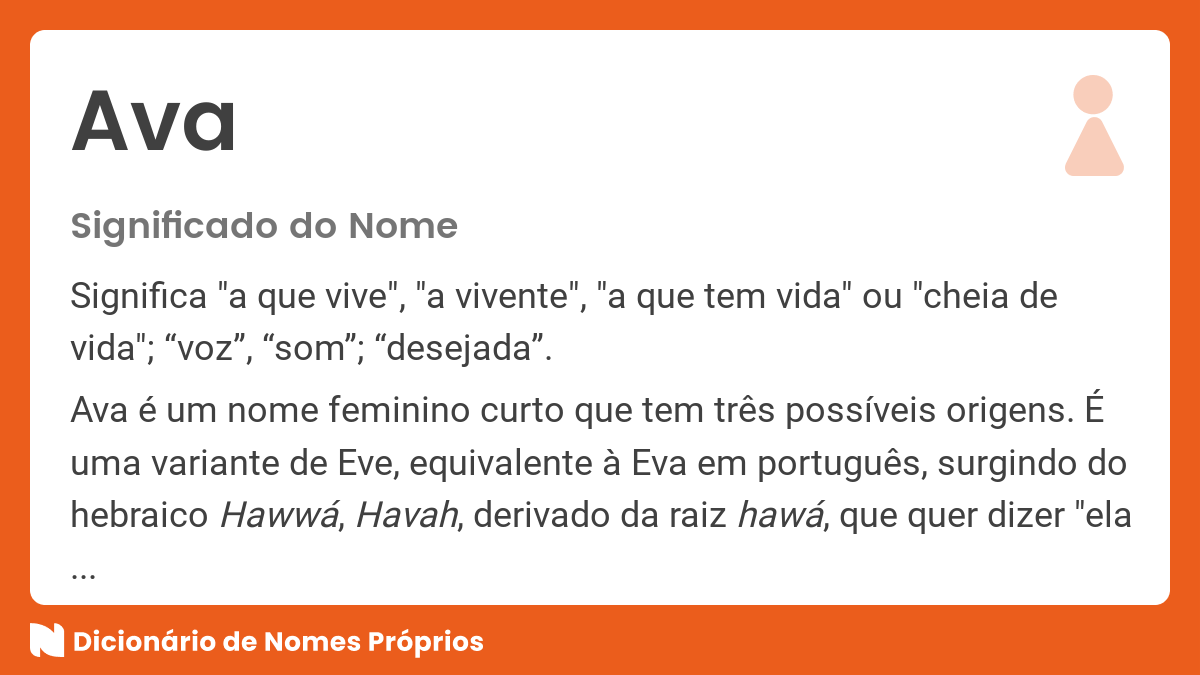 Significado do nome Ava - Dicionário de Nomes Próprios