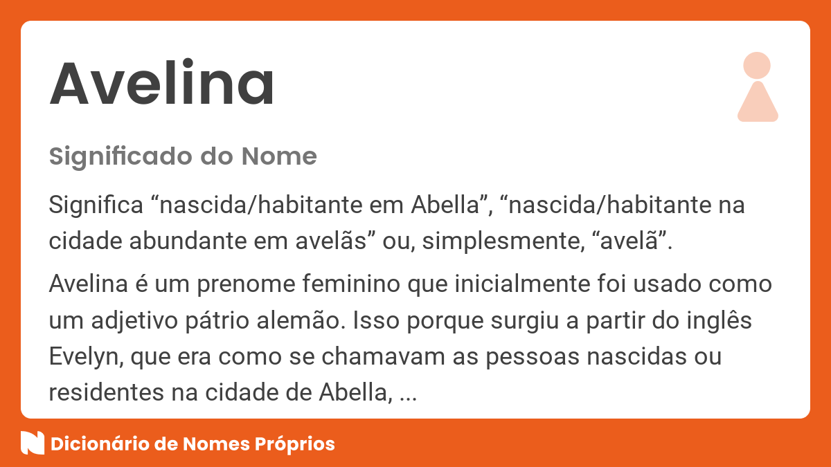 Significado do nome Avelina - Dicionário de Nomes Próprios