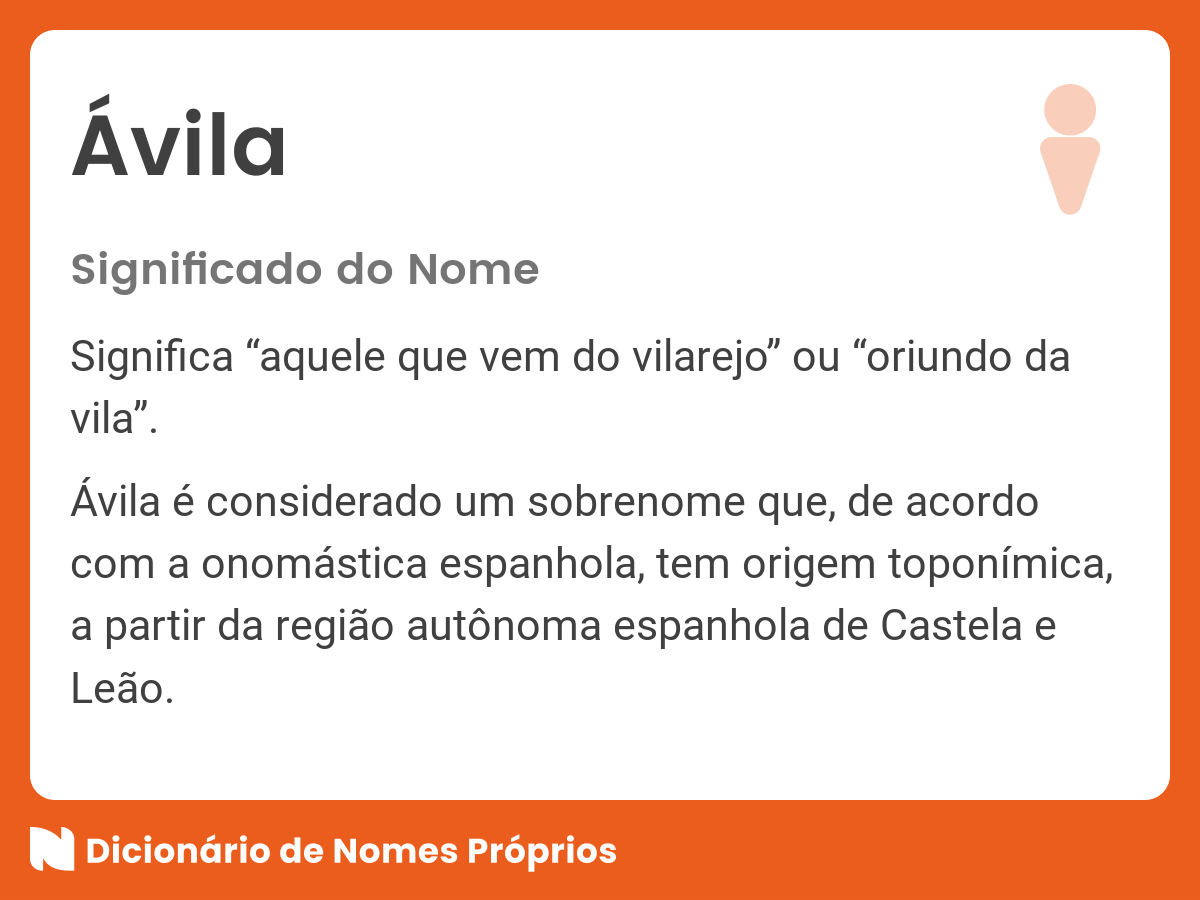 Significado do nome Ávila - Dicionário de Nomes Próprios