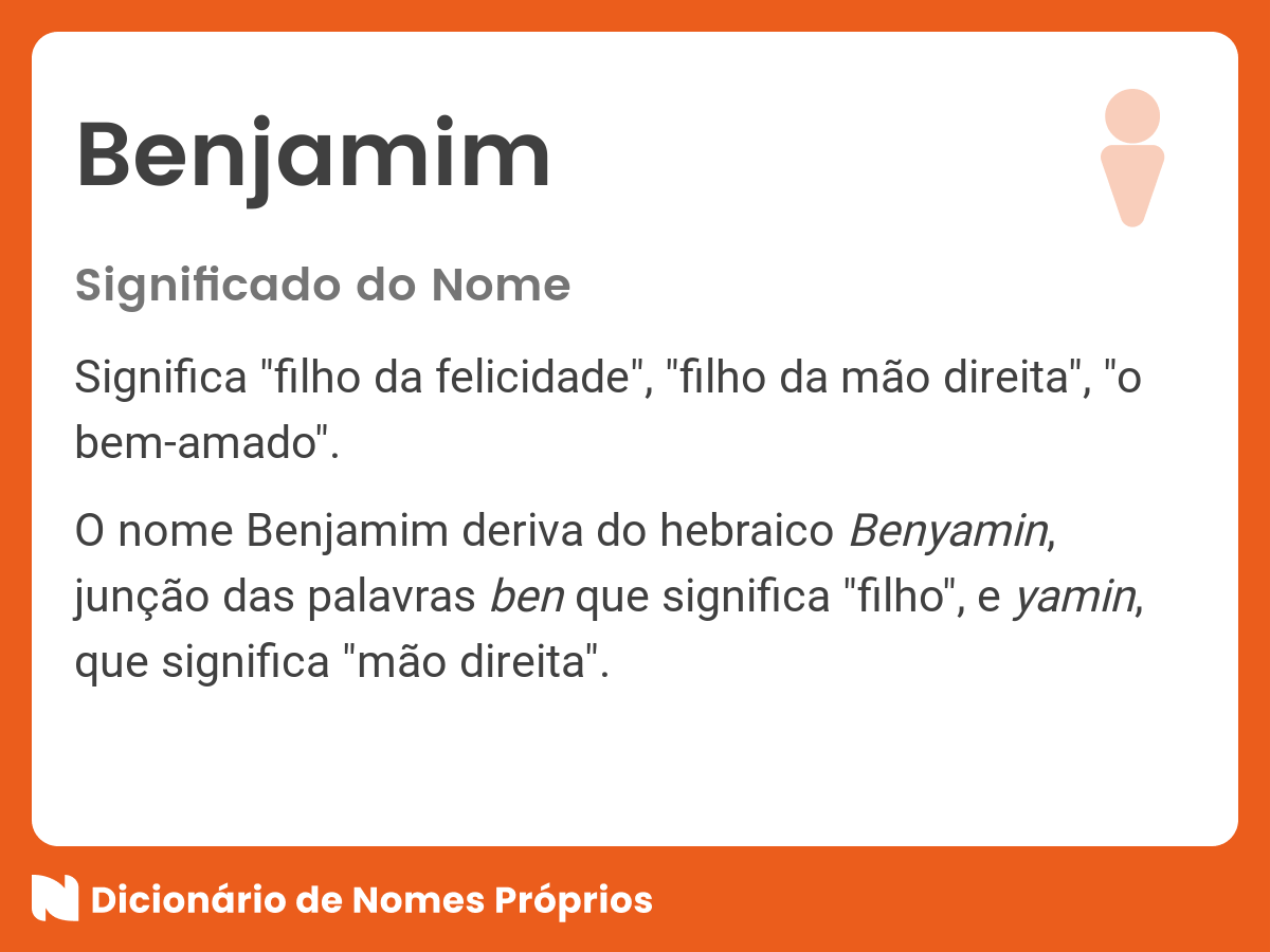 Significado do nome Benjamim - Dicionário de Nomes Próprios