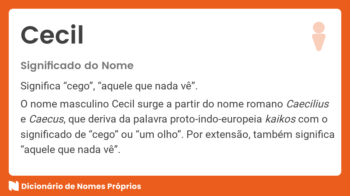 Significado do nome Cecil - Dicionário de Nomes Próprios