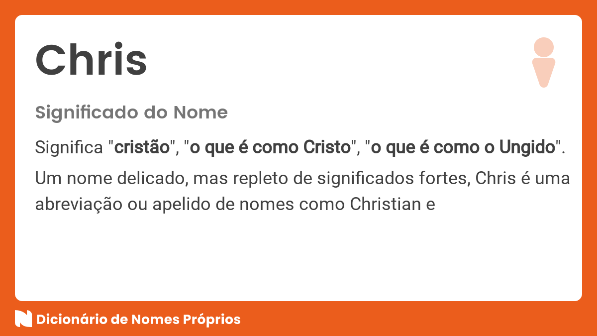 Significado do nome Chris - Dicionário de Nomes Próprios