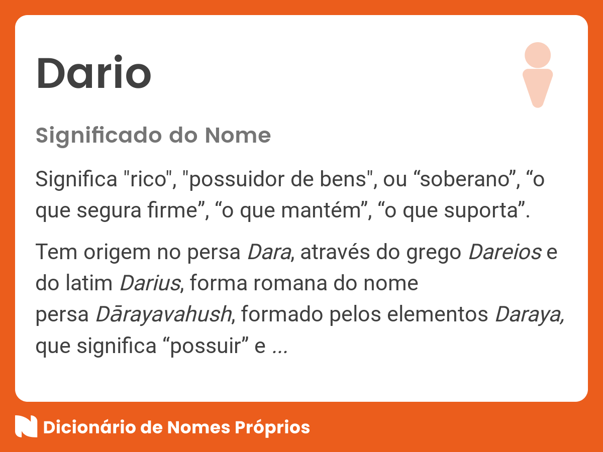 Significado do nome Dario - Dicionário de Nomes Próprios