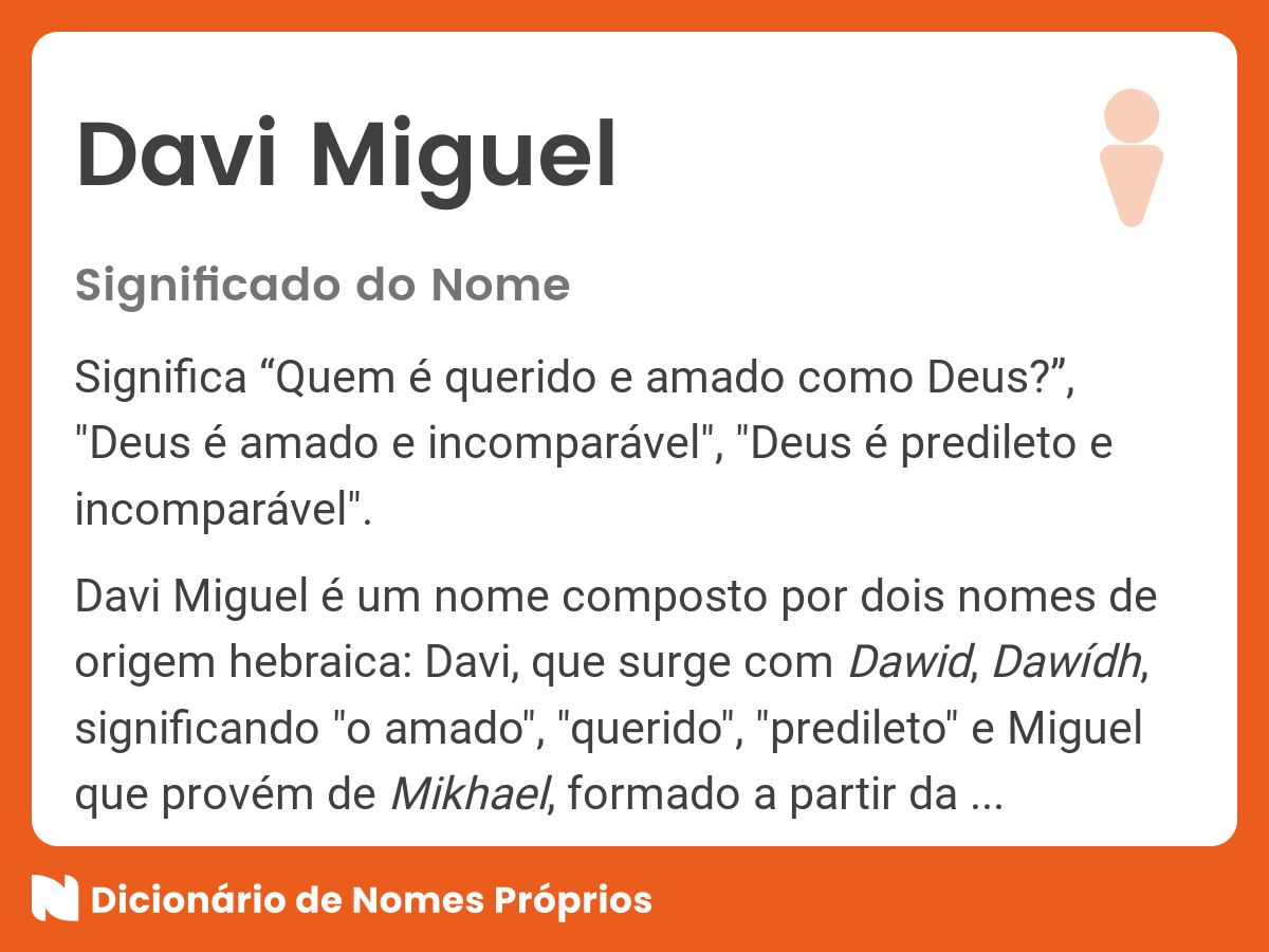 Significado do nome Davi Miguel - Dicionário de Nomes Próprios
