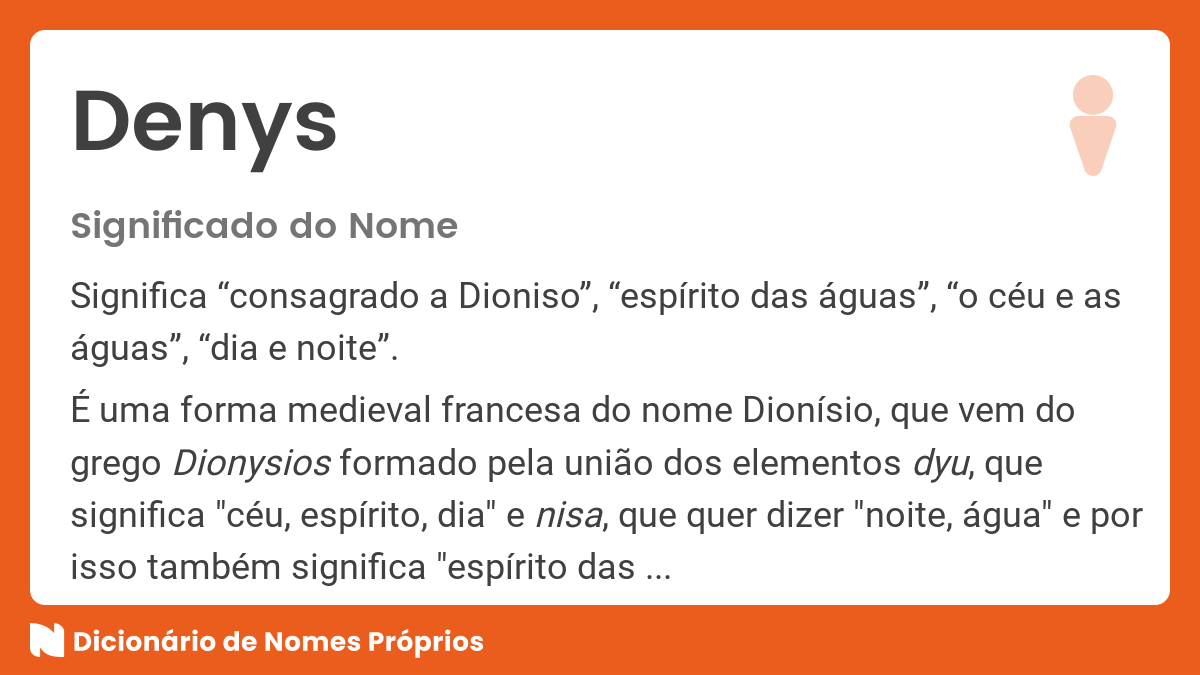 Significado do nome Denis - Dicionário de Nomes Próprios