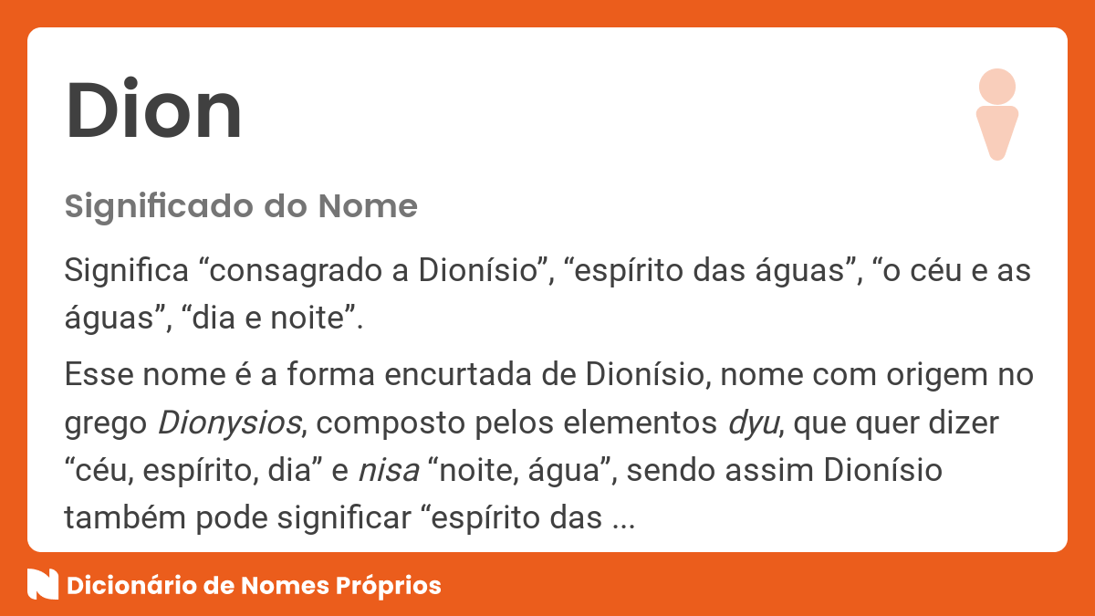 Significado do nome Dion - Dicionário de Nomes Próprios