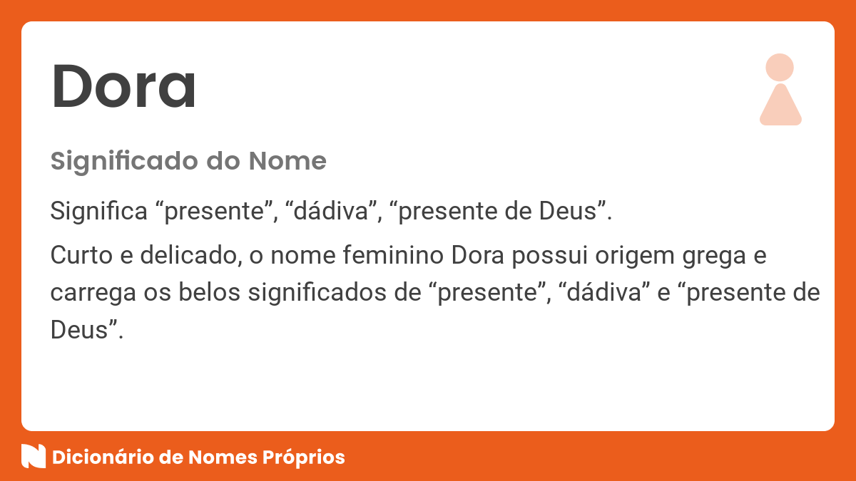 Significado do nome Dora - Dicionário de Nomes Próprios