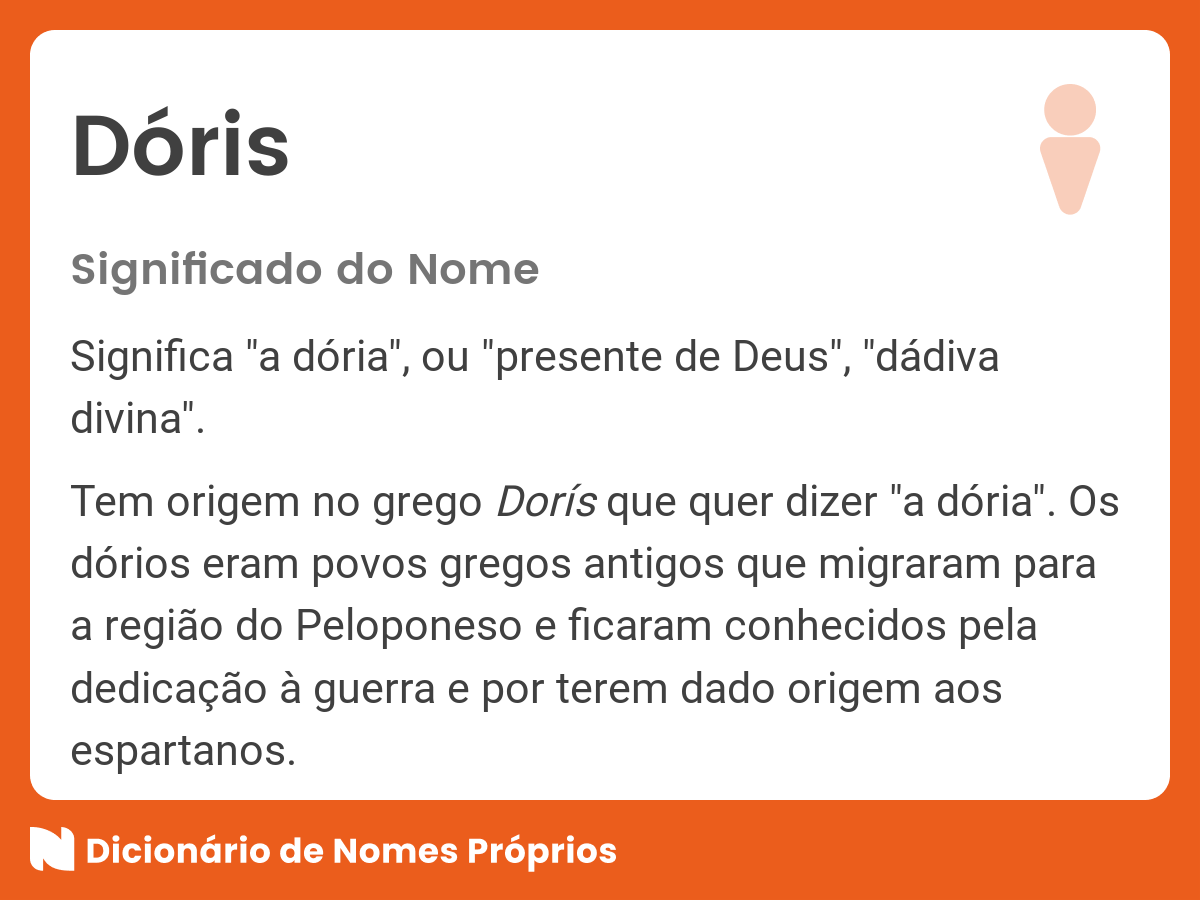 Significado do nome Dóris - Dicionário de Nomes Próprios