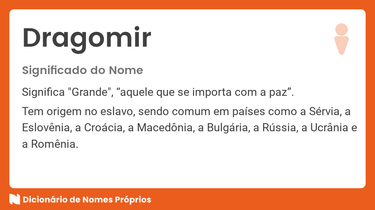 Significado do nome Dragomir - Dicionário de Nomes Próprios