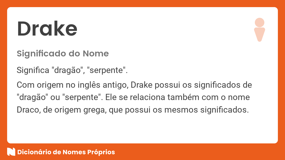 Significado do nome Drake - Dicionário de Nomes Próprios