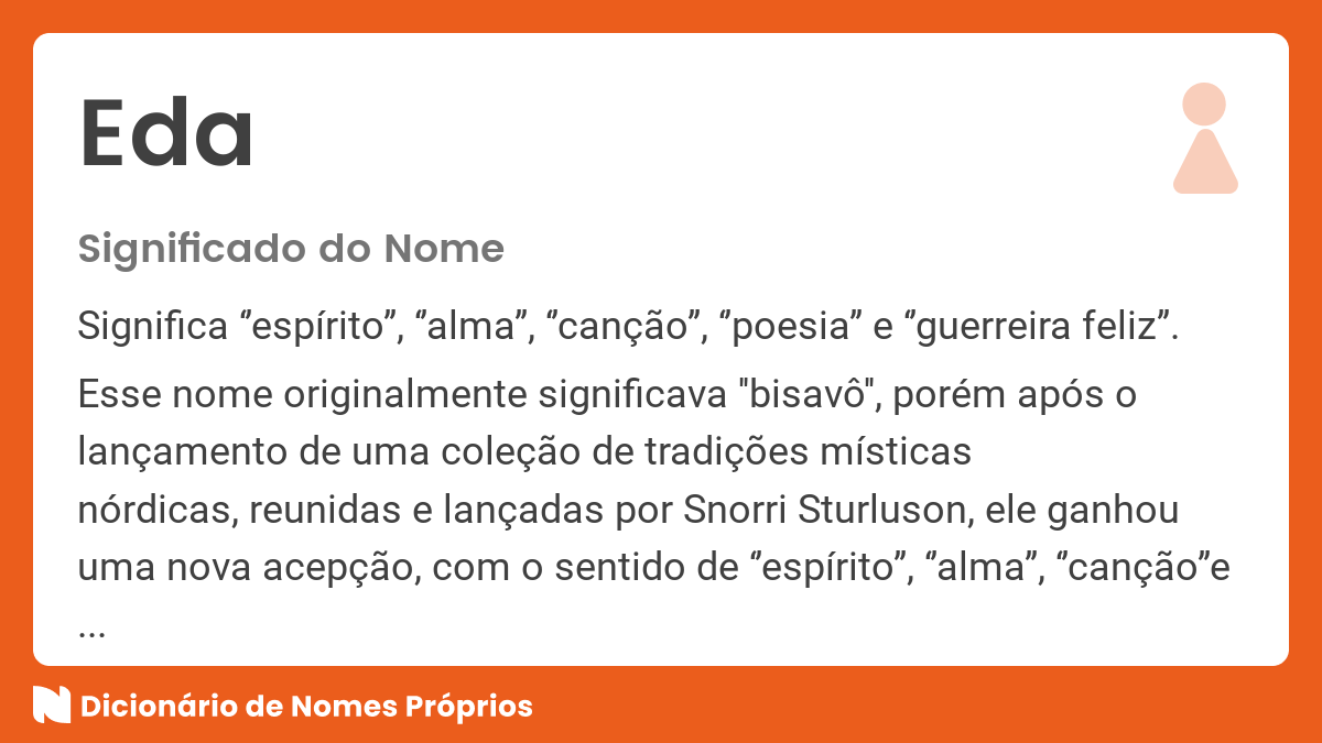 Significado do nome Eda - Dicionário de Nomes Próprios