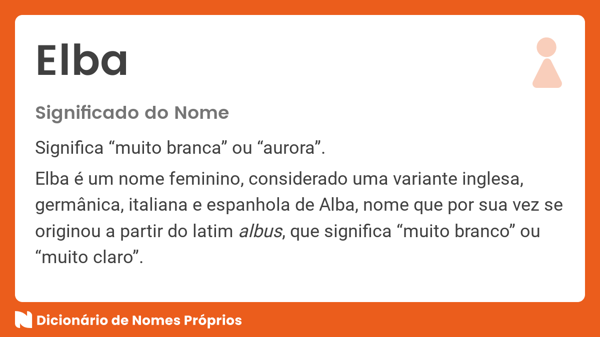 Significado do nome Elba - Dicionário de Nomes Próprios