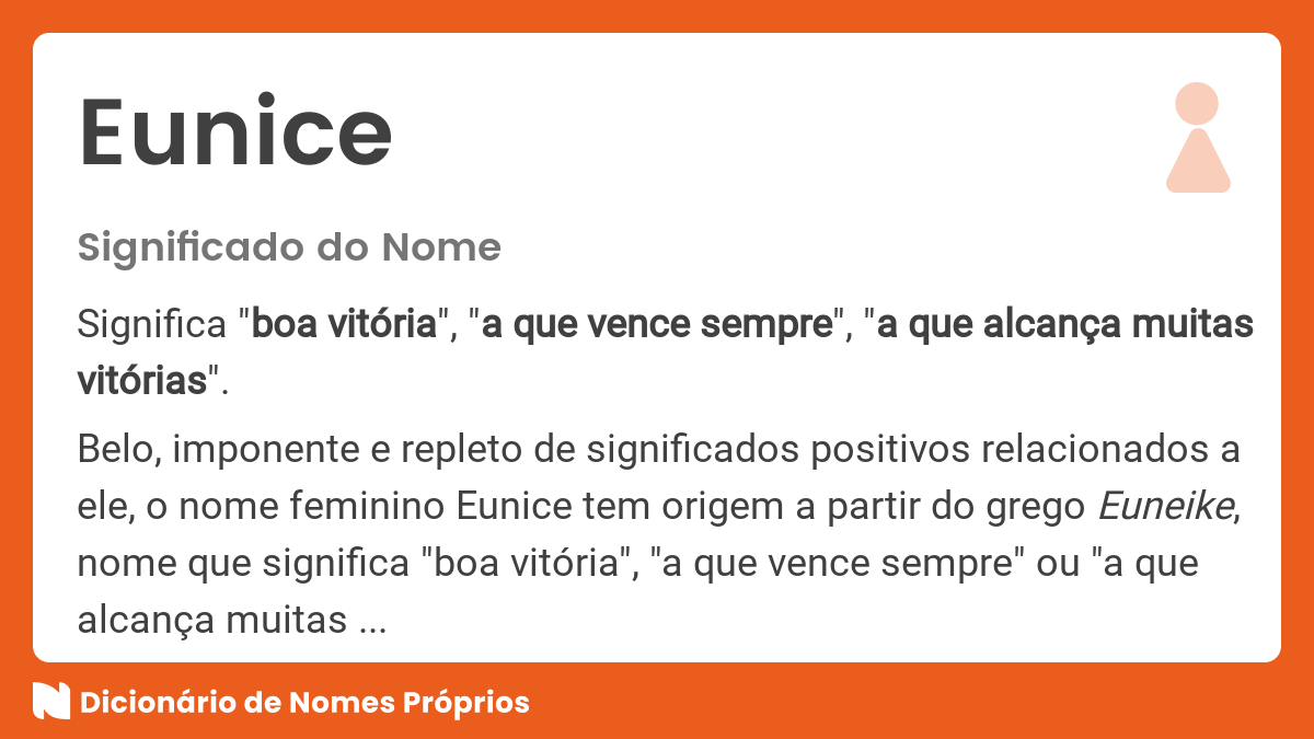Significado do nome Eunice - Dicionário de Nomes Próprios