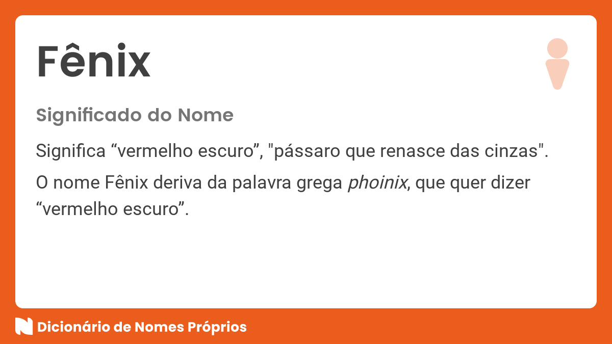 Significado do nome Fênix - Dicionário de Nomes Próprios
