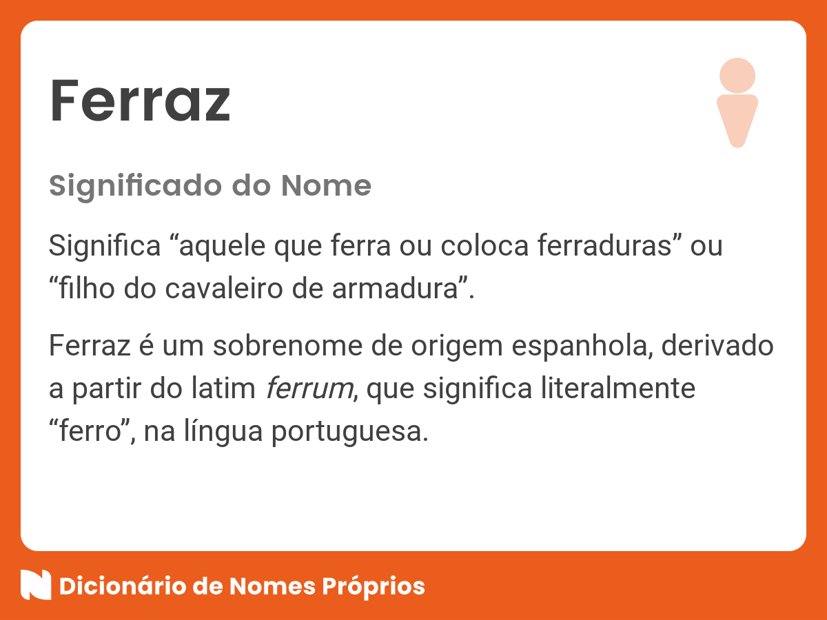 Significado do nome Ferraz - Dicionário de Nomes Próprios