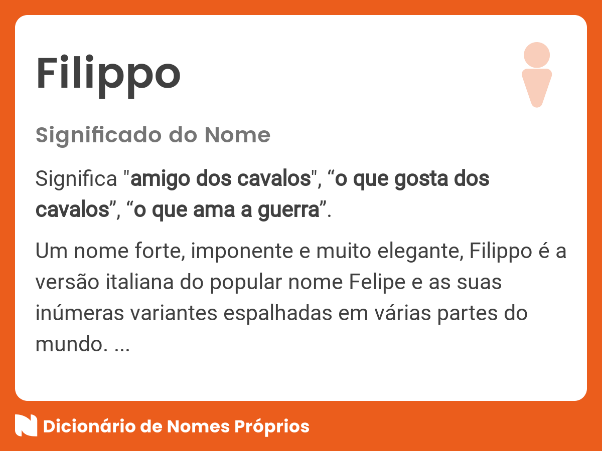 Significado do nome Filippo - Dicionário de Nomes Próprios