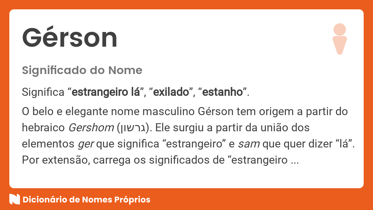 Significado do nome Gérson - Dicionário de Nomes Próprios