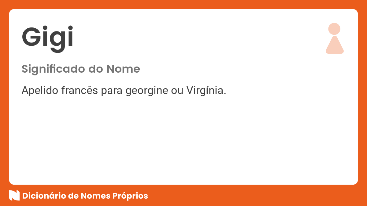 Significado do nome Gigi - Dicionário de Nomes Próprios
