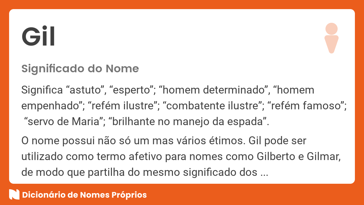 Significado do nome Gil - Dicionário de Nomes Próprios