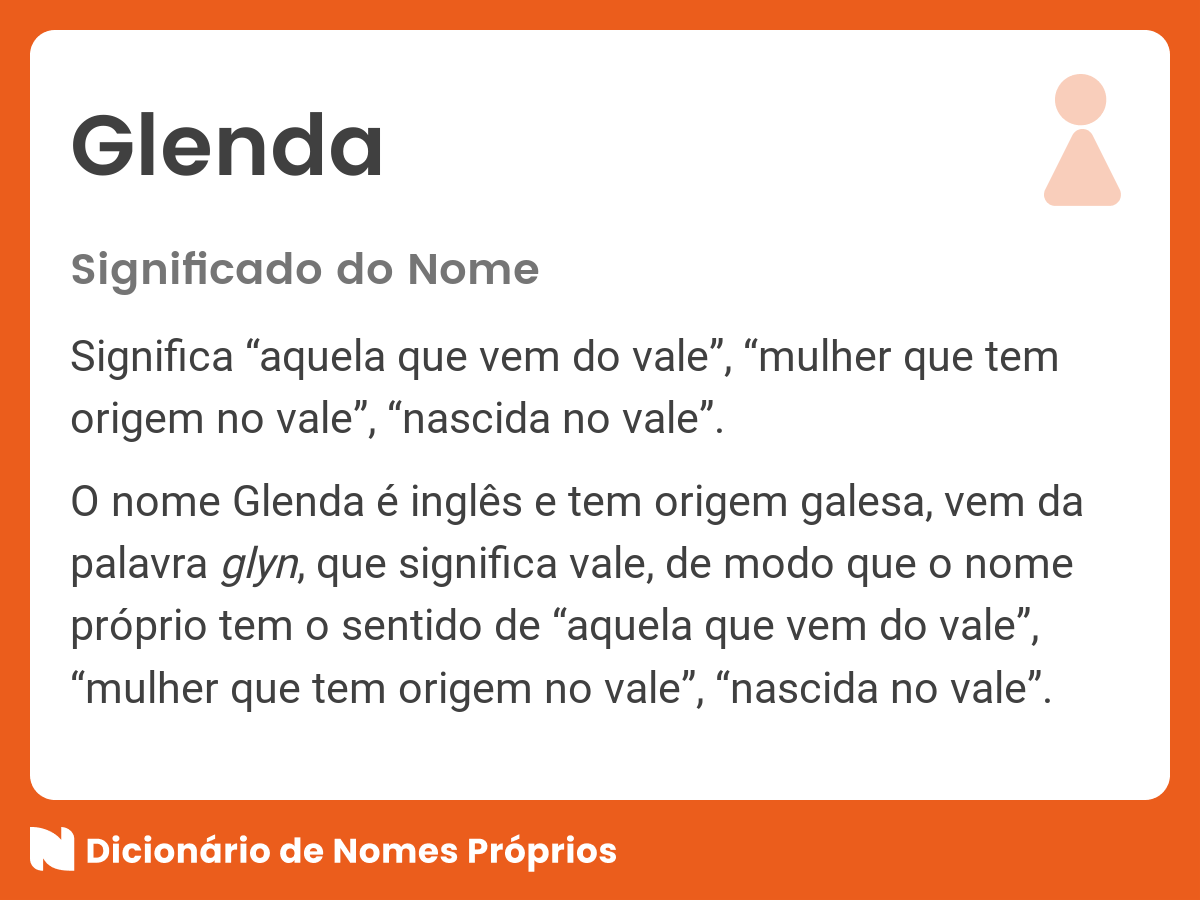 Significado do nome Glenda - Dicionário de Nomes Próprios
