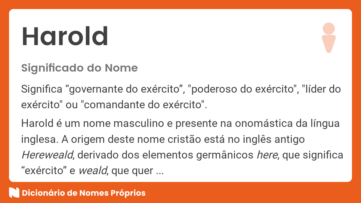Significado do nome Harold - Dicionário de Nomes Próprios