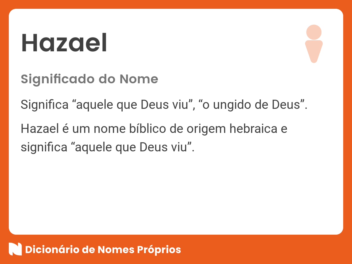 Significado do nome Hazael - Dicionário de Nomes Próprios
