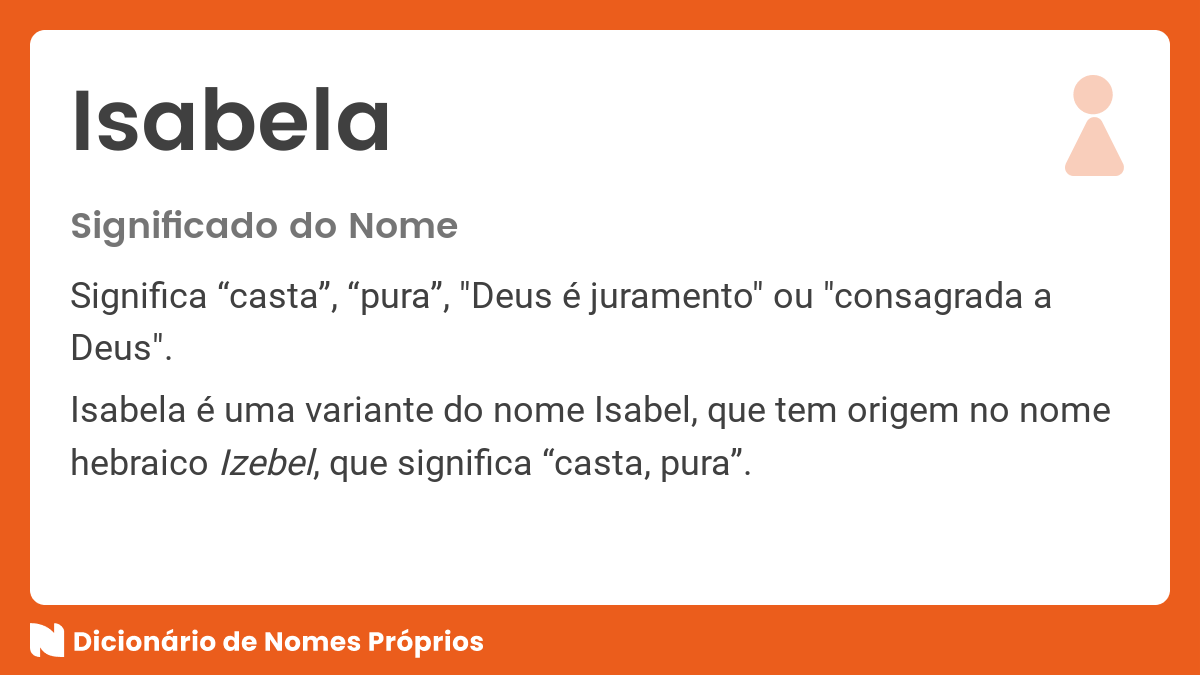 Significado do nome Isabela - Dicionário de Nomes Próprios