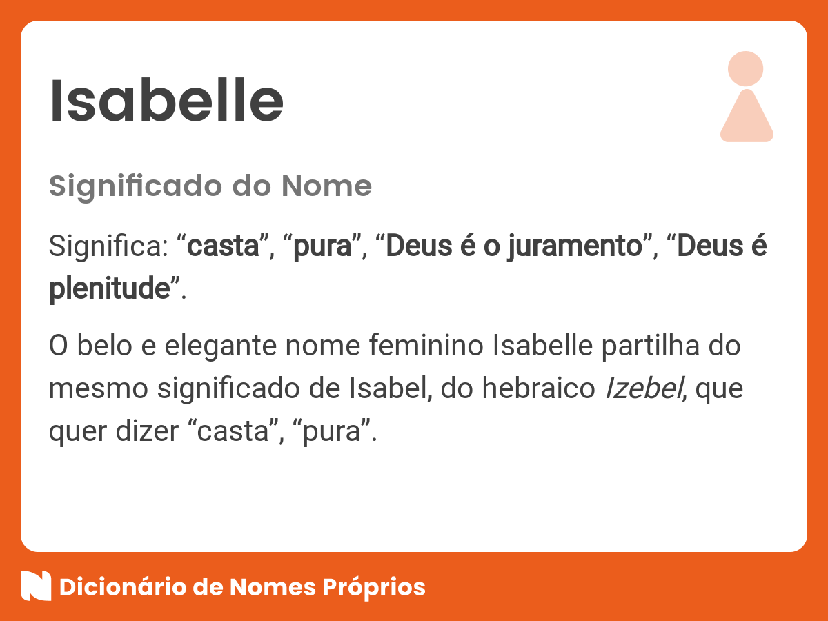 Significado do nome Isabelle - Dicionário de Nomes Próprios