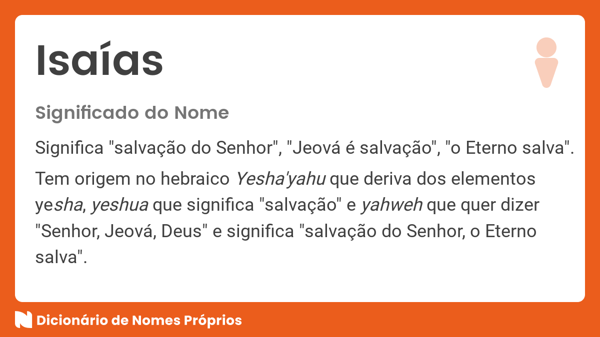 Significado do nome Isaías - Dicionário de Nomes Próprios