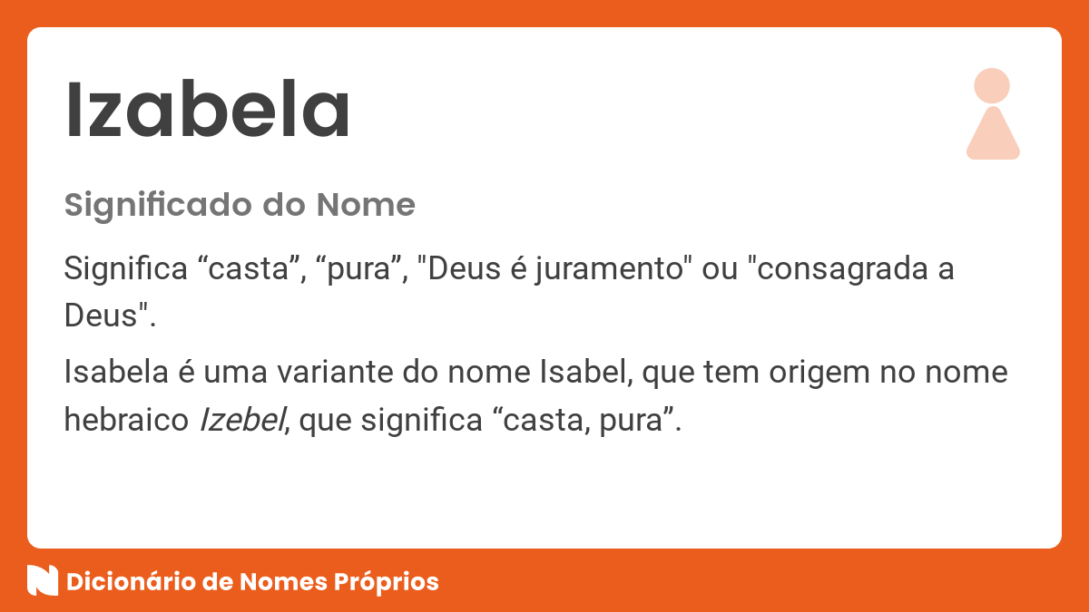 Significado do nome Isabela - Dicionário de Nomes Próprios