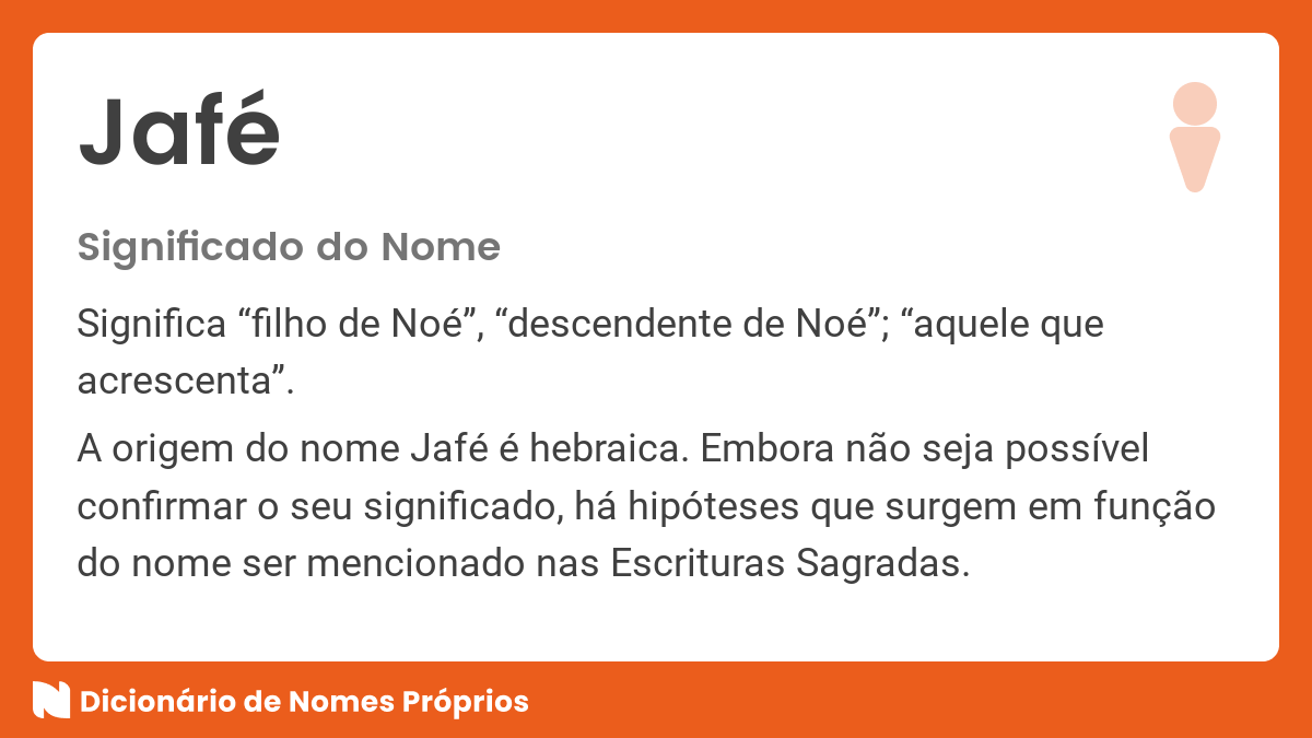 Significado do nome Jafé - Dicionário de Nomes Próprios