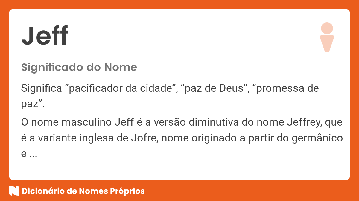 Significado do nome Jeff - Dicionário de Nomes Próprios