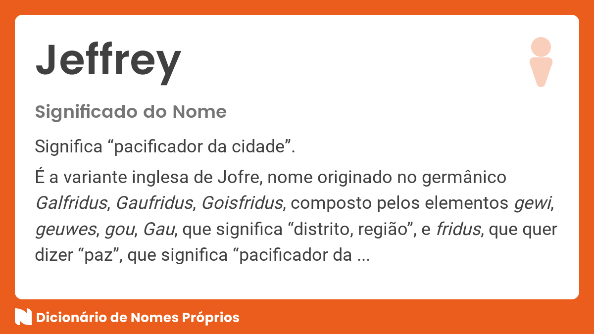 Significado do nome Jeffrey - Dicionário de Nomes Próprios