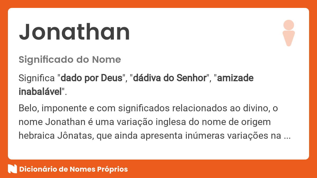 Significado do nome Jonathan - Dicionário de Nomes Próprios