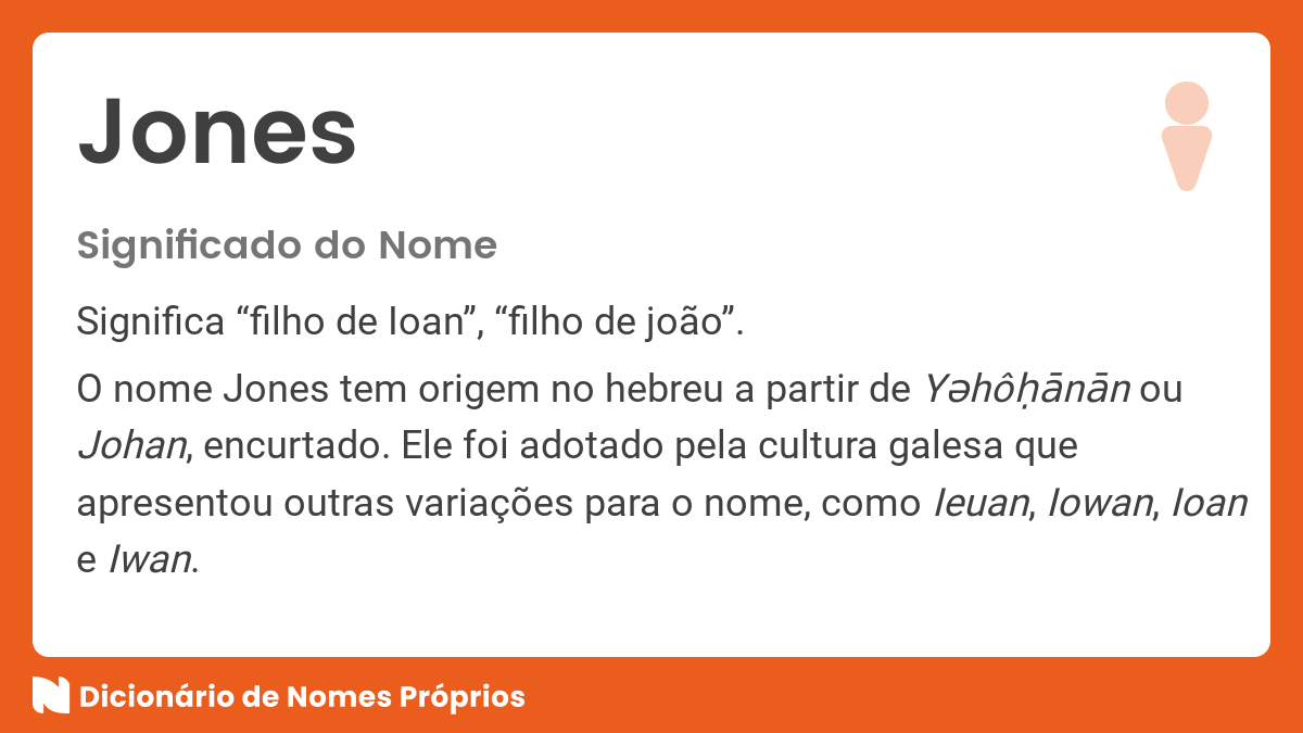 Significado do nome Jones - Dicionário de Nomes Próprios