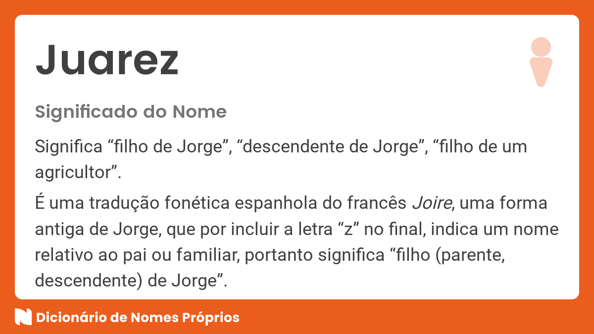 Significado do nome Juarez - Dicionário de Nomes Próprios