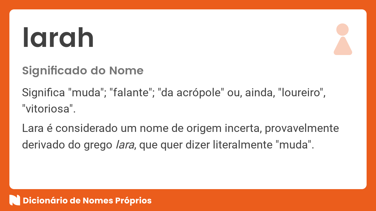 Significado do nome Lara - Dicionário de Nomes Próprios