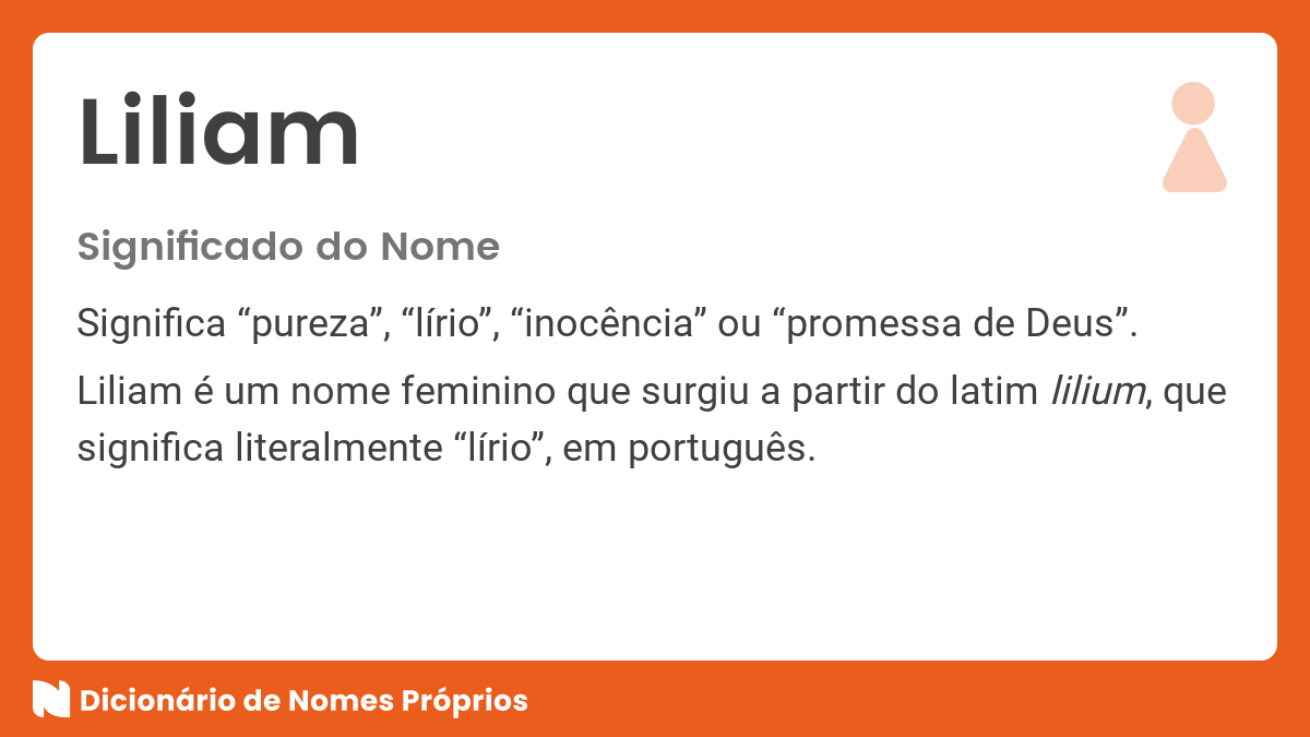 Significado do nome Liliam - Dicionário de Nomes Próprios