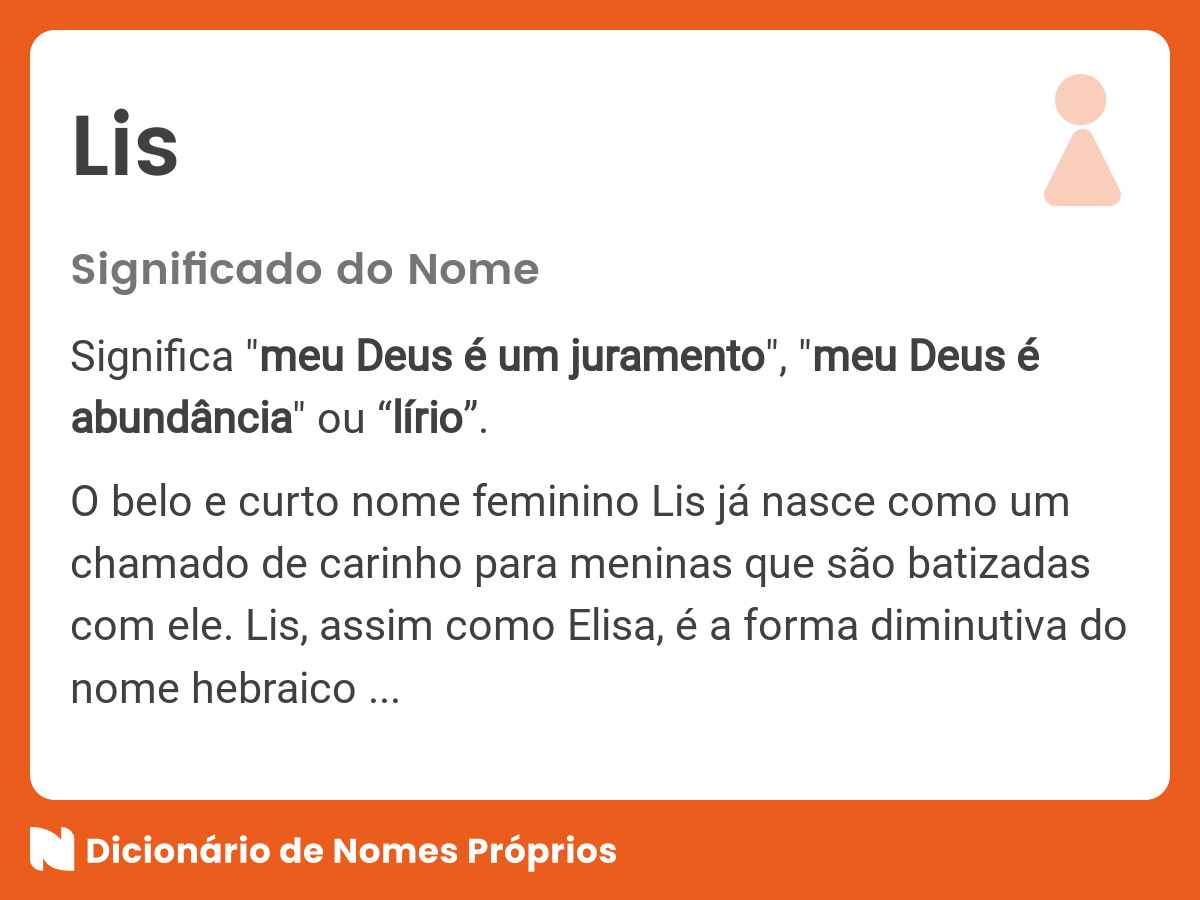 Significado do nome Lis - Dicionário de Nomes Próprios