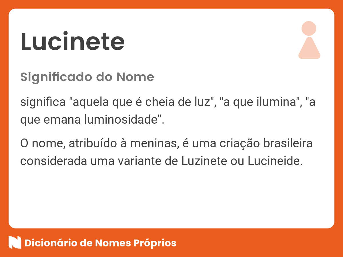 Significado do nome Lucinete - Dicionário de Nomes Próprios