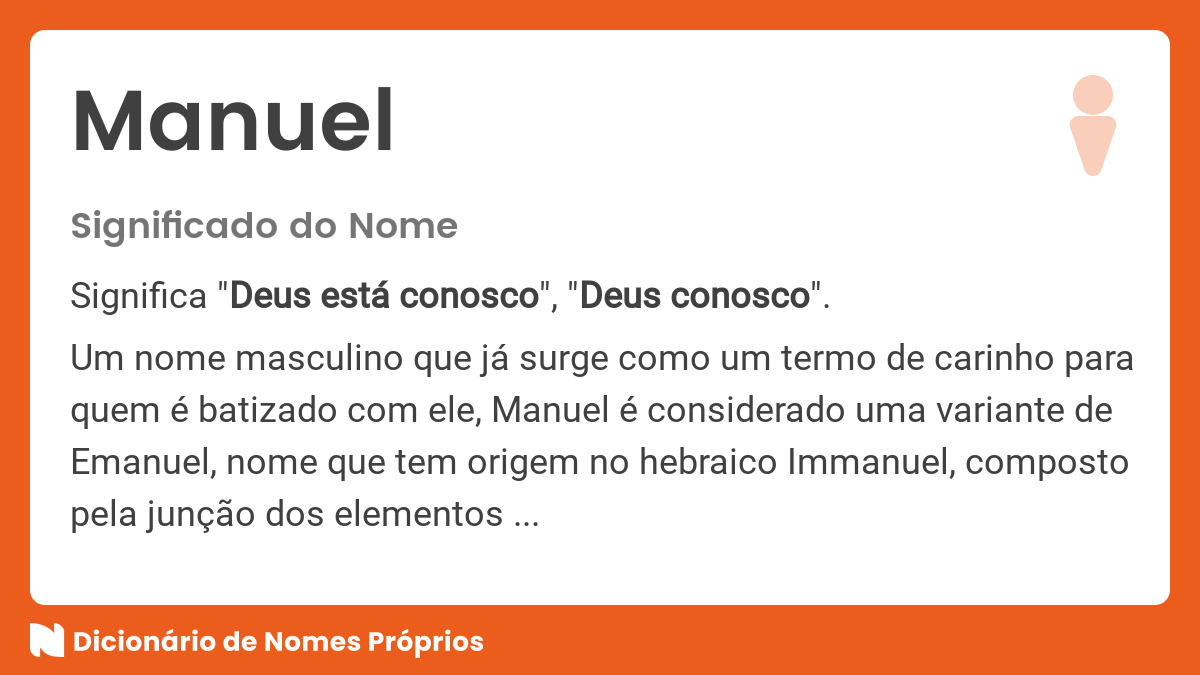 Significado do nome Manuel - Dicionário de Nomes Próprios