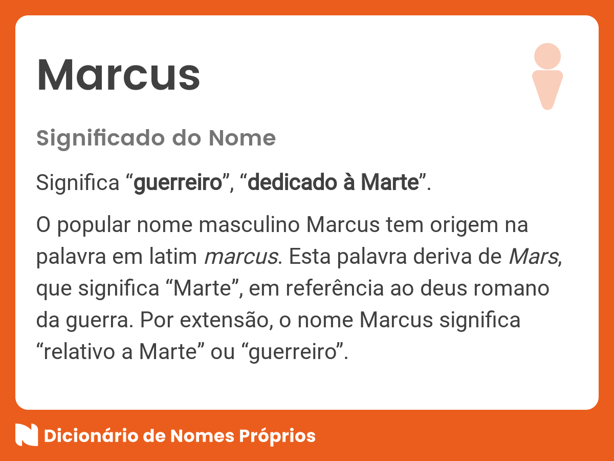 Significado do nome Marcus - Dicionário de Nomes Próprios