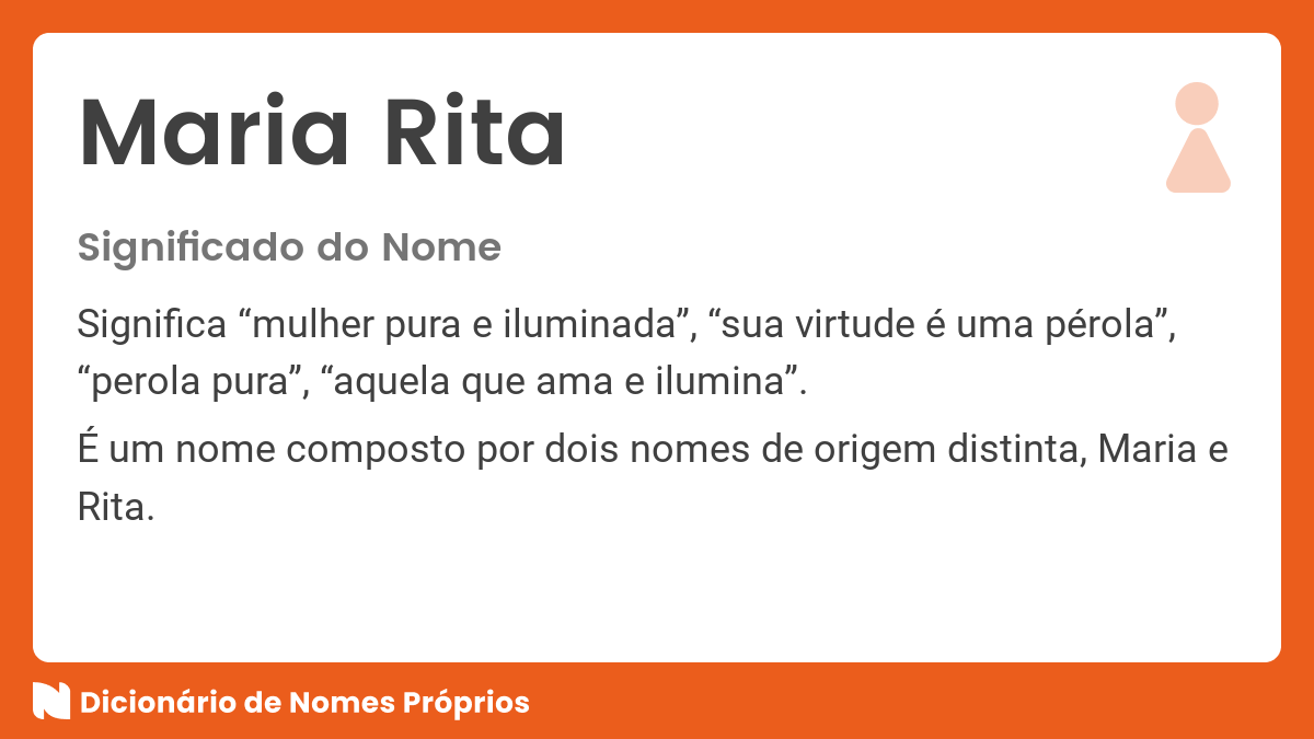 Significado do nome Maria Rita - Dicionário de Nomes Próprios